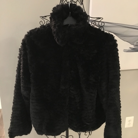 Fever | Jackets & Coats | Fever Black High Collar Faux Fur Boucle ...